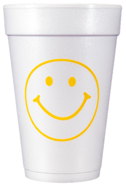 Pre-Printed Styrofoam Cups | Smiley Face (yellow) – Limelight Paper ...
