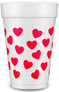 Pre-Printed Styrofoam Cups | Red Scattered Hearts – Limelight Paper ...
